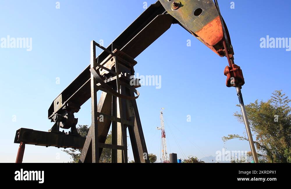 Oil Beam Pump (Sucker Rod or Pumpjack) in the Country Side Stock Video ...