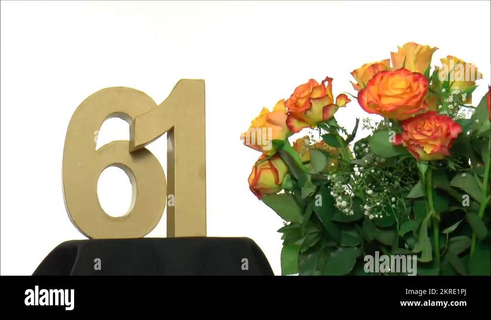 Moving birthday card with lovely roses for reaching 61 Stock Video ...