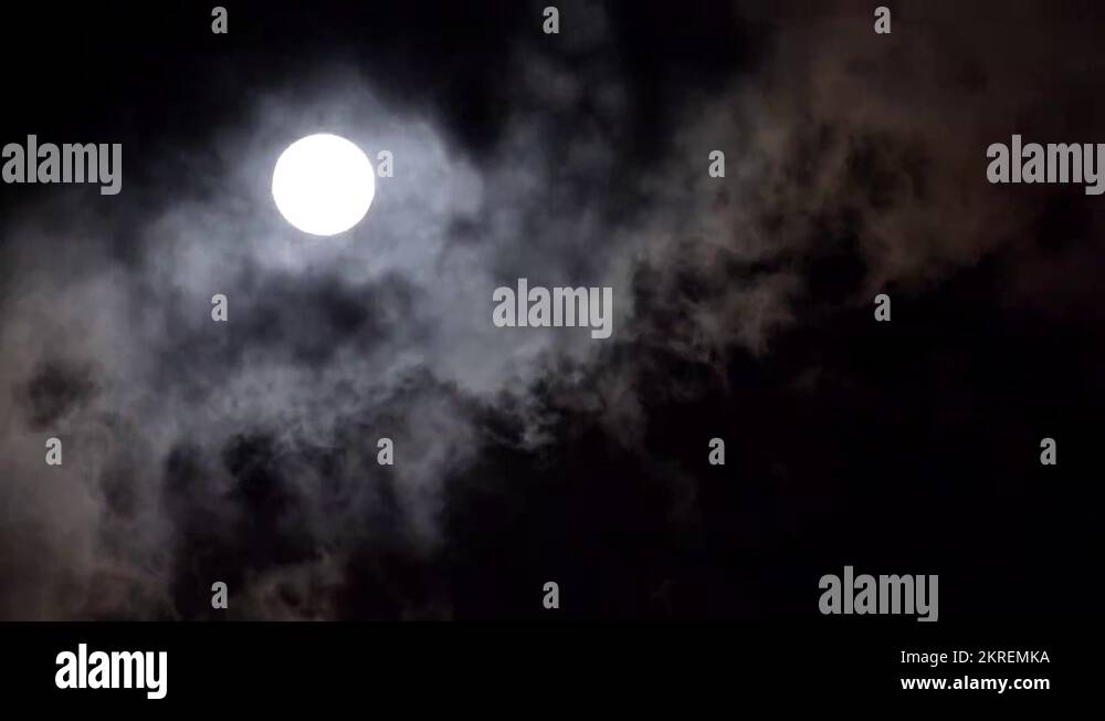 Full Moon in Clouds on Sky Night View Moon Light, Evening Background 4K ...