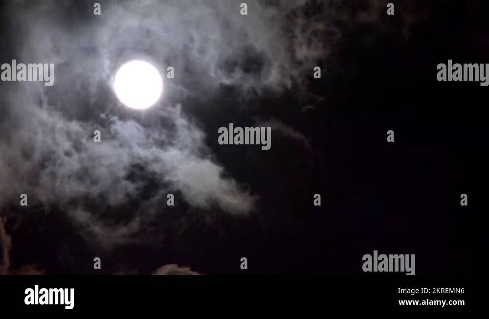 Full Moon in Clouds on Sky Night View Moon Light, Evening Background 4K ...