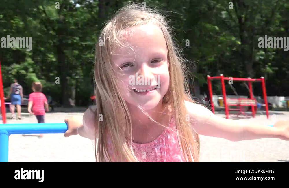 Child childhood children play playground playing roundabout Stock ...