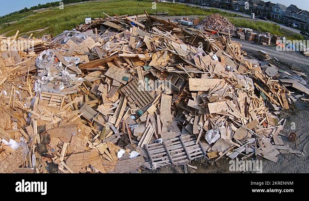 Pile Of Building Garbage Waste Wood Dump Stock Video Footage - Alamy