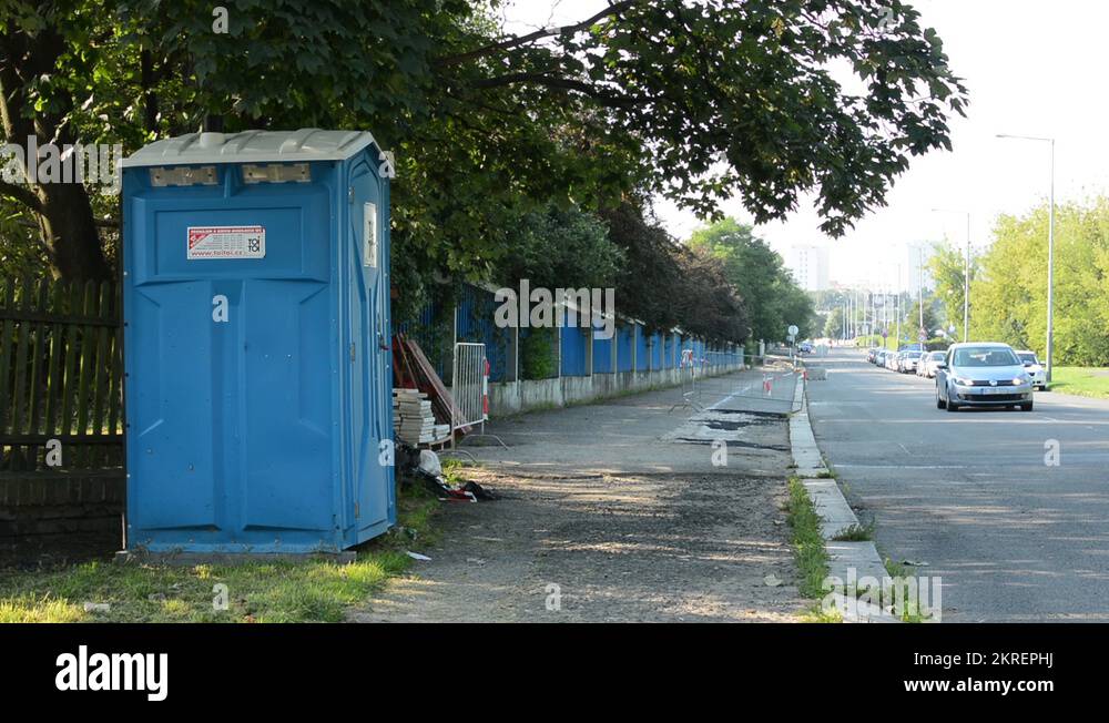 Toilet door restroom mobile portable public blue latrine lavatory Stock ...