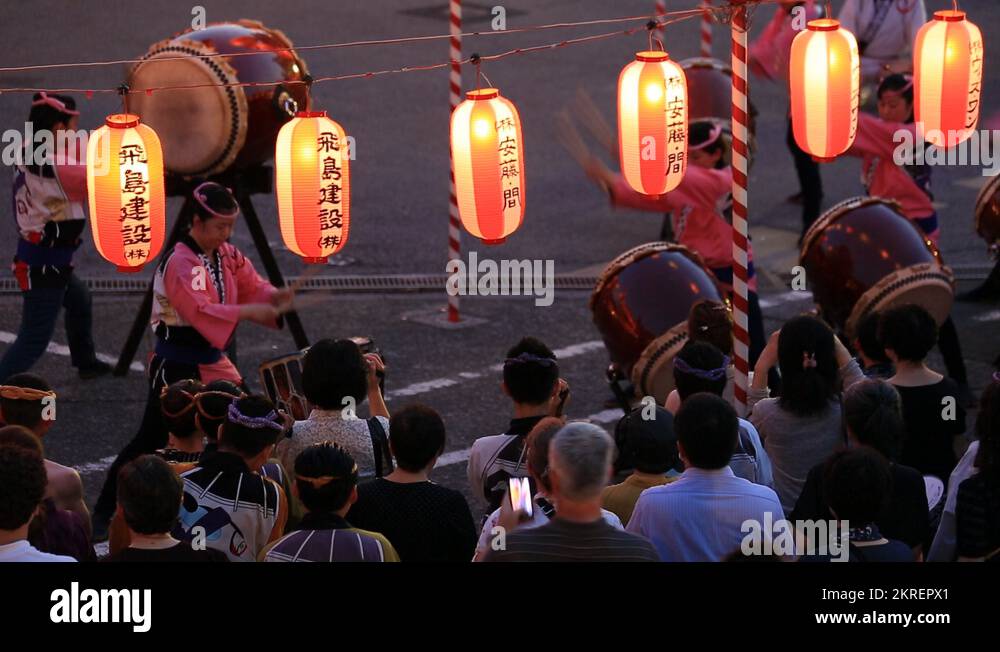 People at Bon traditional summer festival in Tokyo Stock Video Footage ...