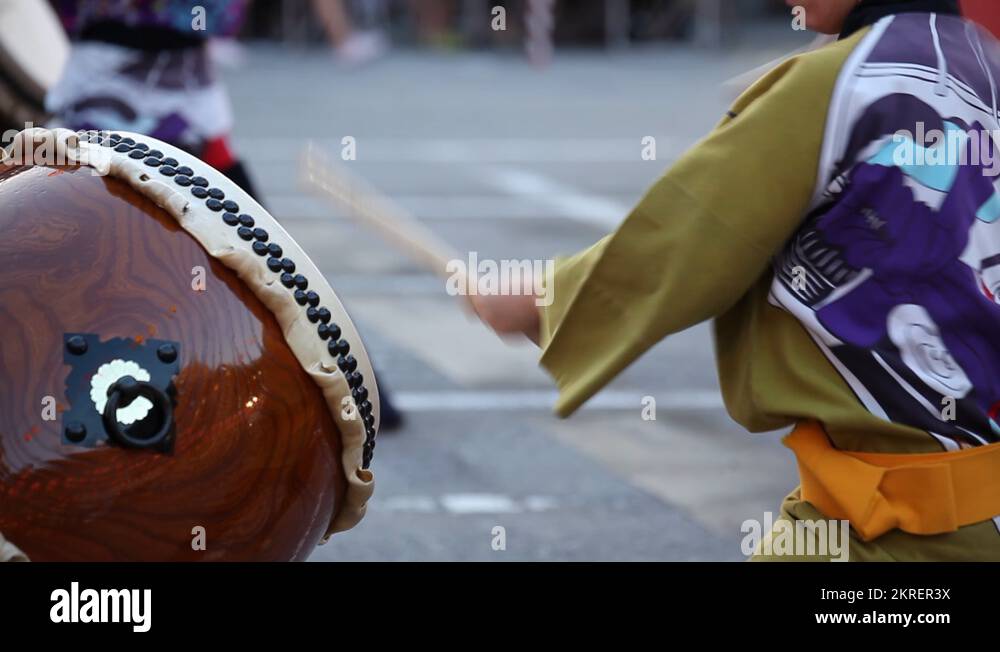Taiko drummers at a traditional summer festival in Tokyo Stock Video ...