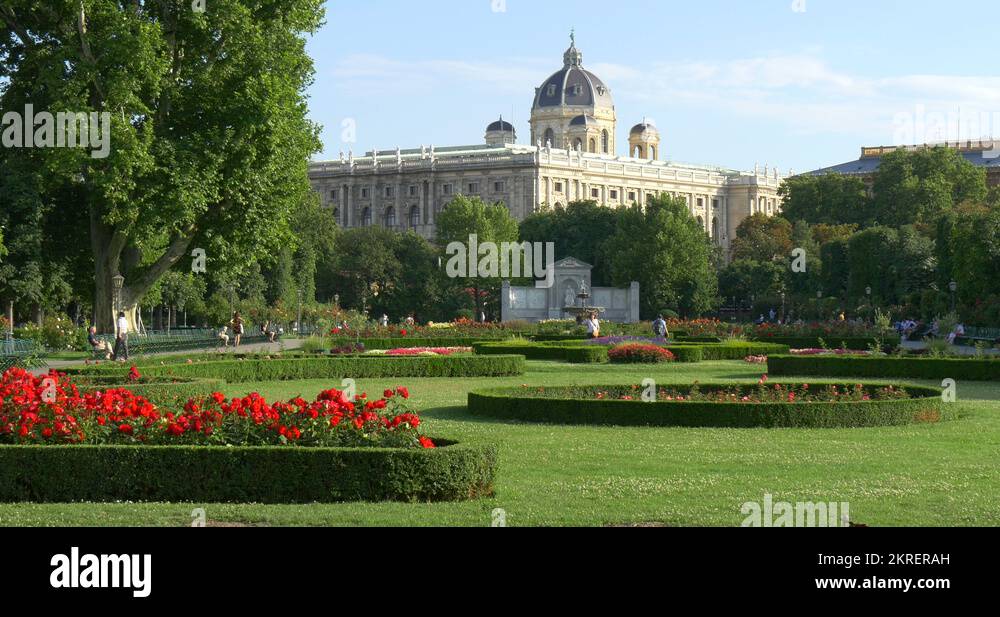 Central Vienna city Austria Volksgarten park landscape background video ...