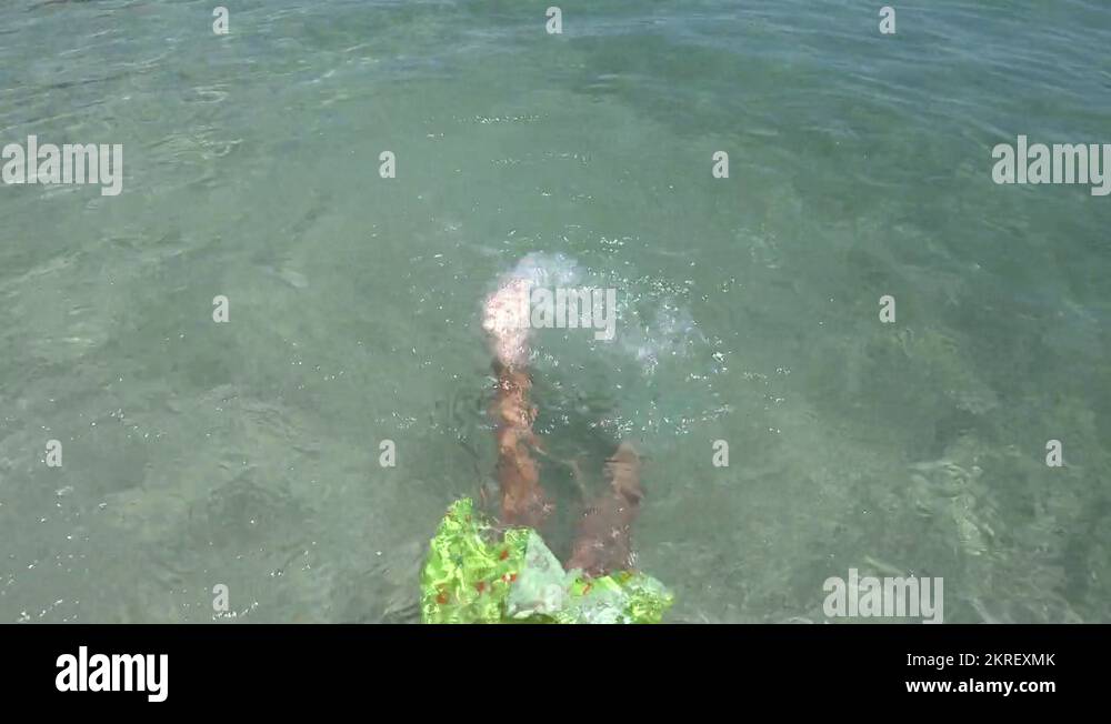 4K Child, Girl Swimming in Sea Water on Beach, Kid Playing, Bathing on ...