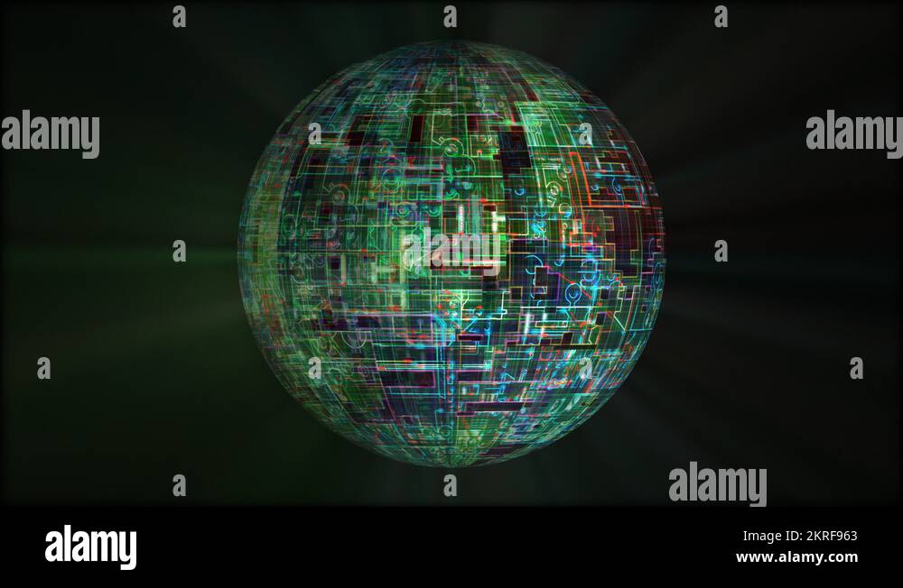 Sphere of abstract electronic circuits. Technology and sci-fi ...