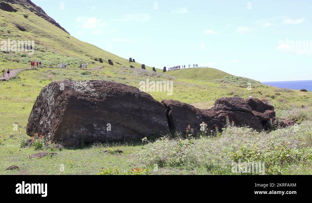 Big Moai on the ground at Rano Raraku Moai Factory, Easter Island, Rapa ...