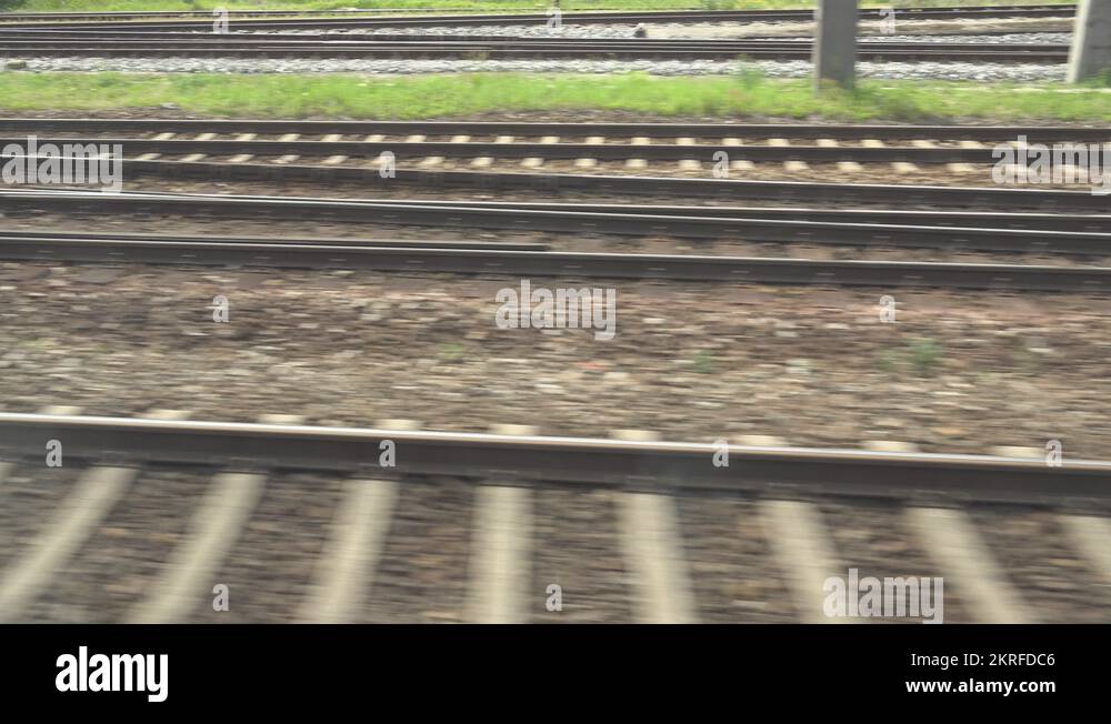 POV point of view train railroad track parallel journey rail ...