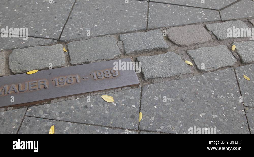 UHD 4K Place Berlin Wall Sign Marks Road Pavement City Center Germany ...
