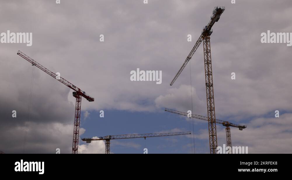 Ultra HD 4K Under Development Construction Site Crane Office Building ...