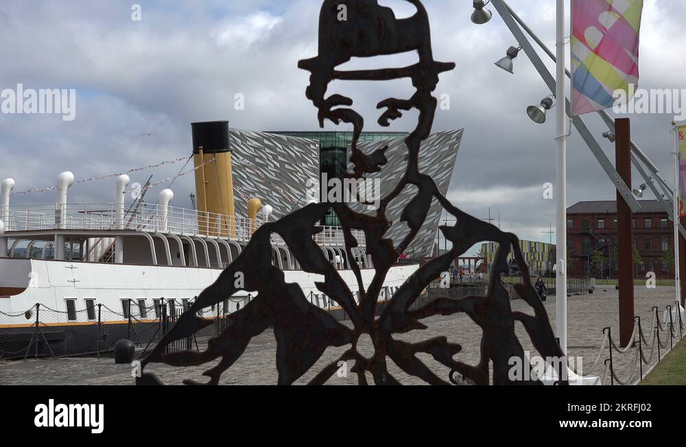 metal cut-out of charlie chaplin, titanic belfast visitor centre Stock ...