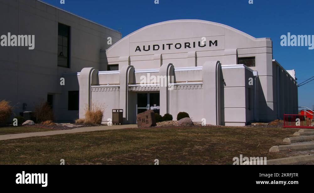 A classic 1950's style high school with an auditorium Stock Video ...