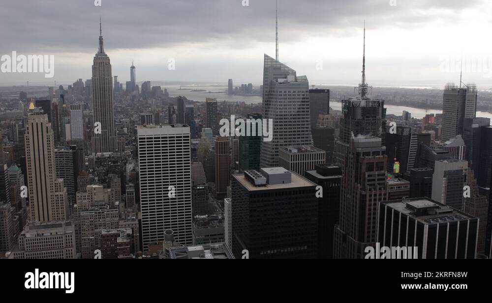 UHD 4K Office Corporate Towers Aerial View Empire State Building NYC ...