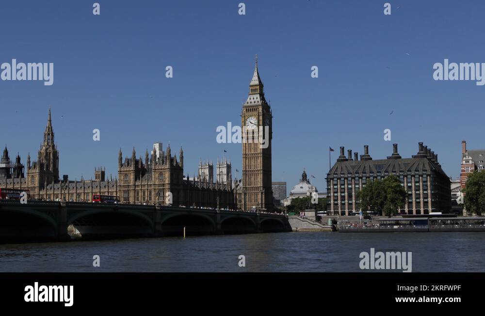 Establishing Shot Busy Famous British Landmark City London Clock Tower ...