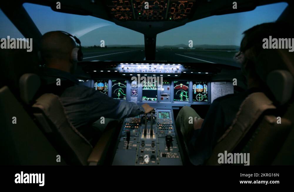 pilots are testing the aircraft for flight simulator Stock Video ...
