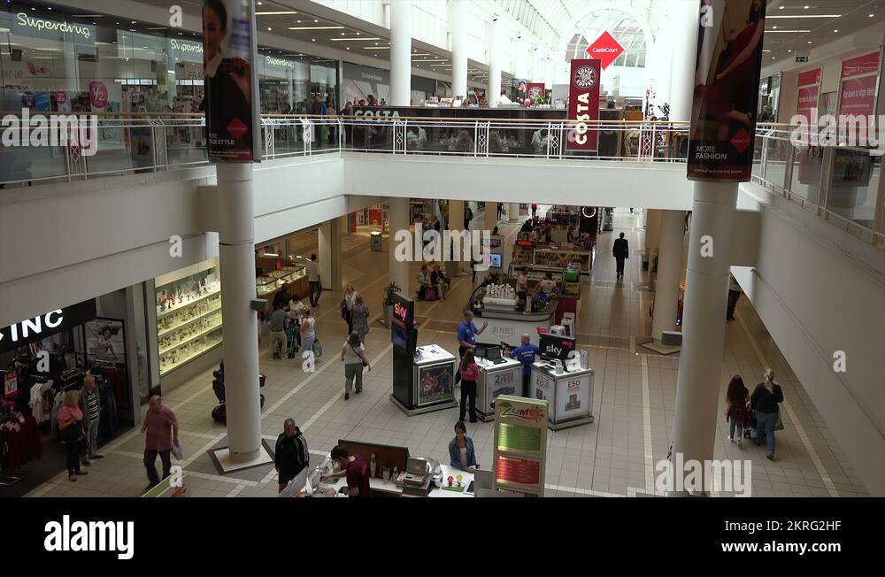 tracking shot, castlecourt shopping centre, belfast, northern ireland ...