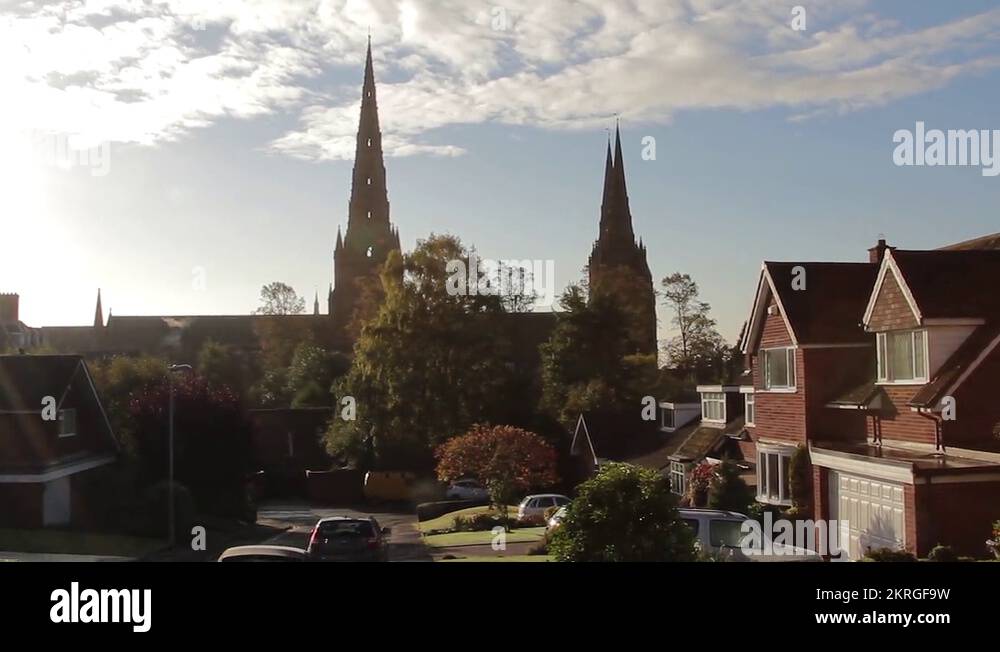 Tilt Silhouette Three Spires Historic Lichfield Cathedral Lens Flare ...