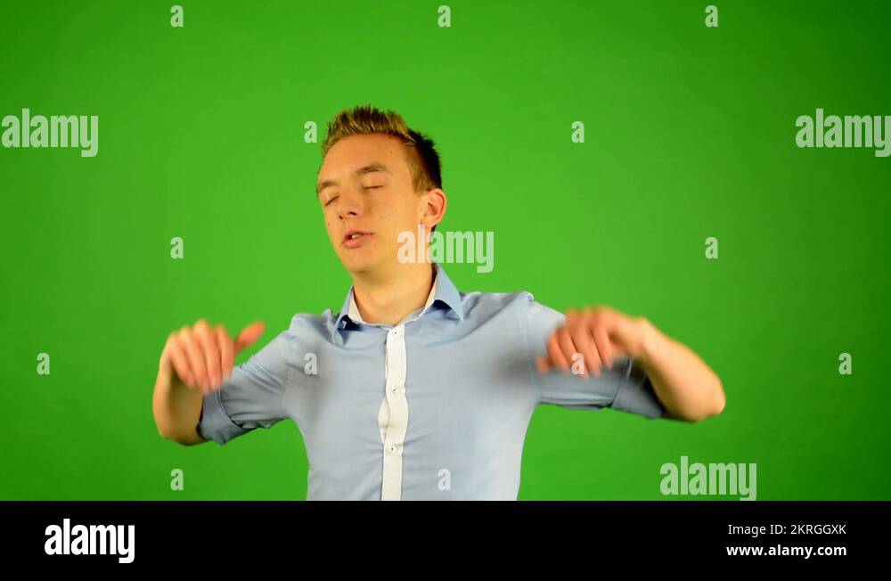 man - green screen - portrait - man wake up - studio Stock Video ...