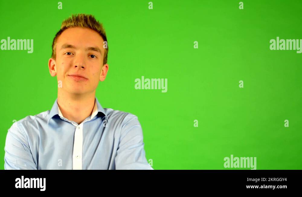 man - green screen - portrait - young man smiles (man is happy Stock ...