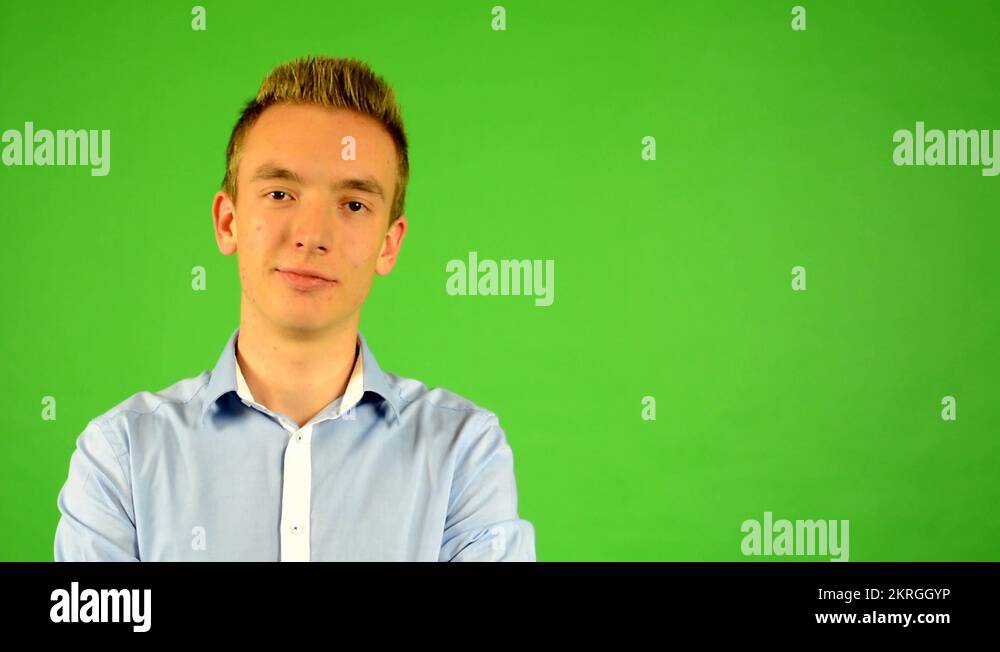 man - green screen - portrait - young man smiles (man is happy Stock ...
