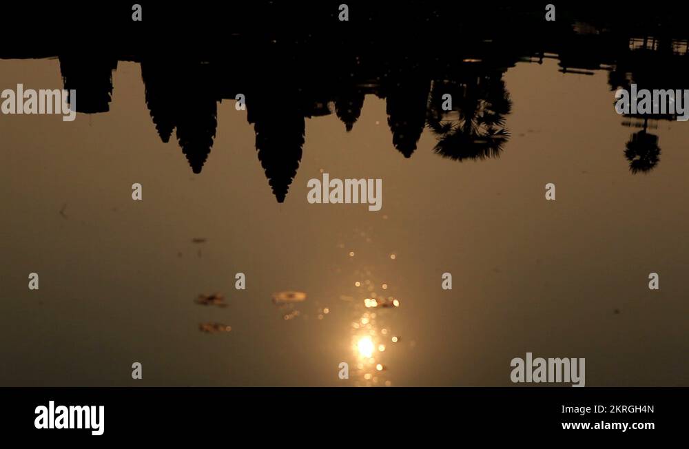 Temple sunrise temple water reflection cambodia temple Stock Videos ...