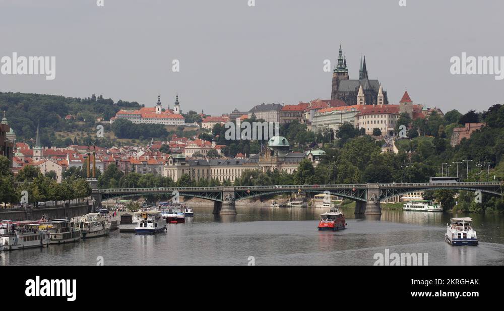 Ultra HD 4K UHD St. Vitus Cathedral Cechuv Bridge Vltava River Prague ...
