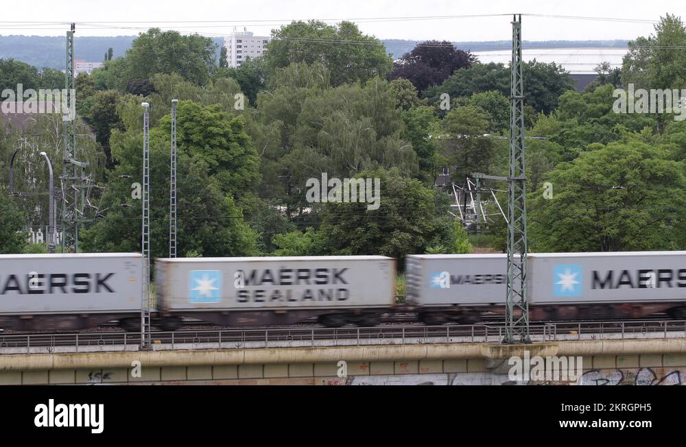 Railroad Freight Maersk Containers Cargo Train International Shipping ...