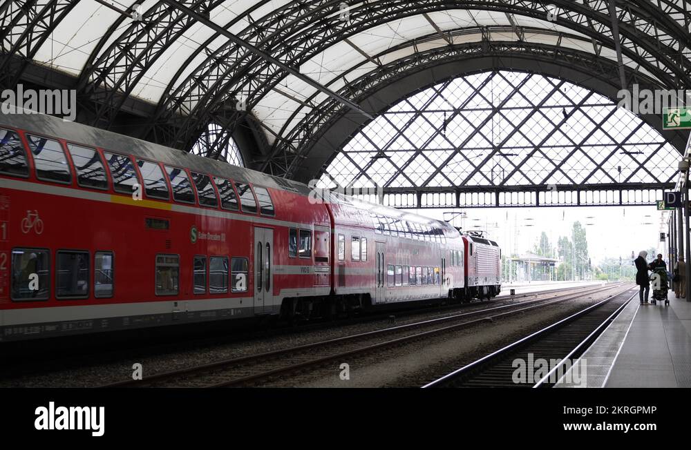Local Train Departure Main Central Station Dresden German Railway ...