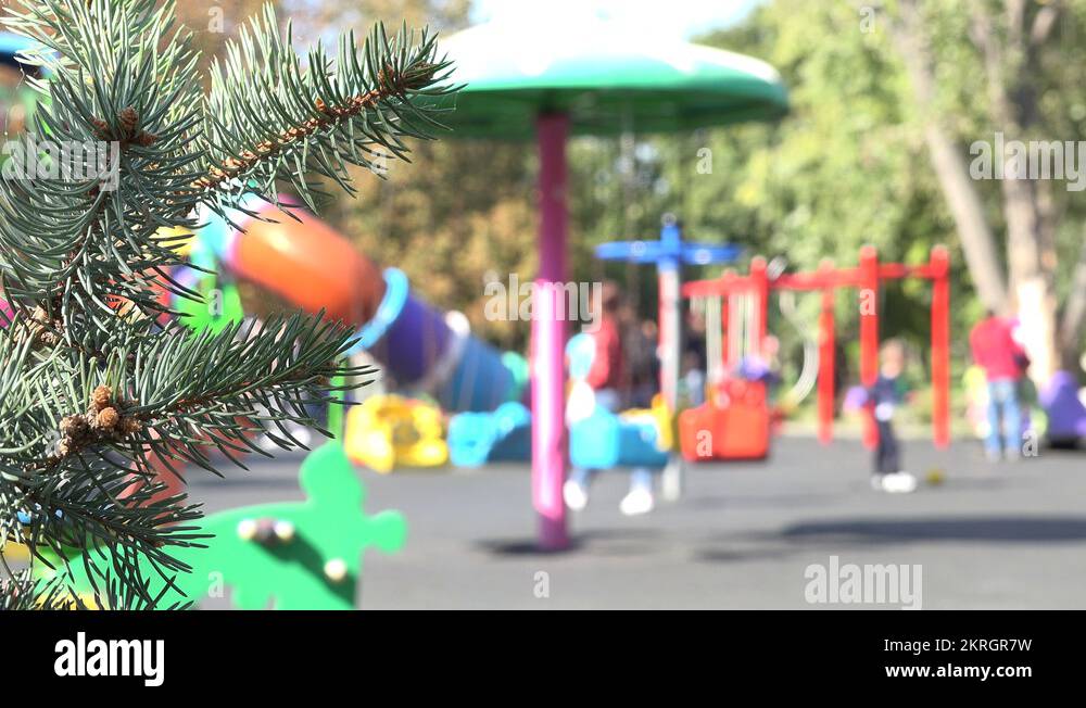 4K Children Playing at Playground, Family, Parents with Kids in Park ...
