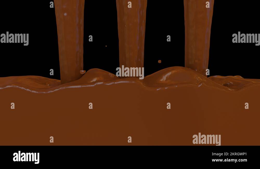 Animated pouring melted chocolate against transparent background Stock ...