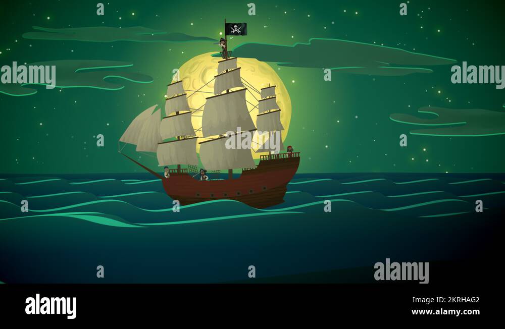 Pirate Ship Rowing In Sea Danger Stock Video Footage - Alamy