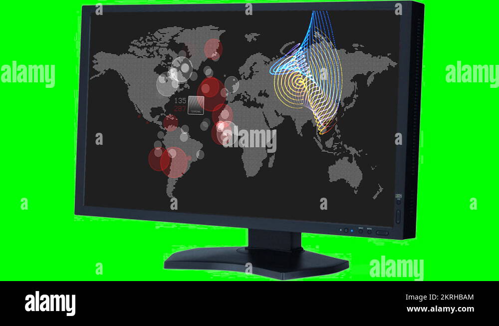 Monitor. Map. Scan. Data Stream. On green screen Stock Video Footage ...