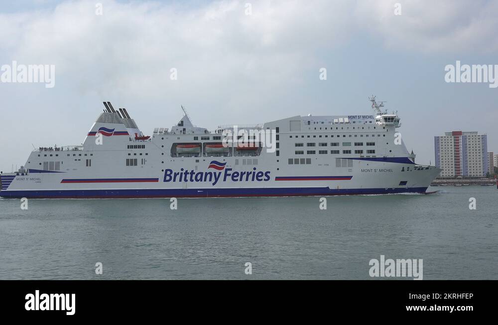 brittany ferries ferry boat arrives at portsmouth, england Stock Video ...