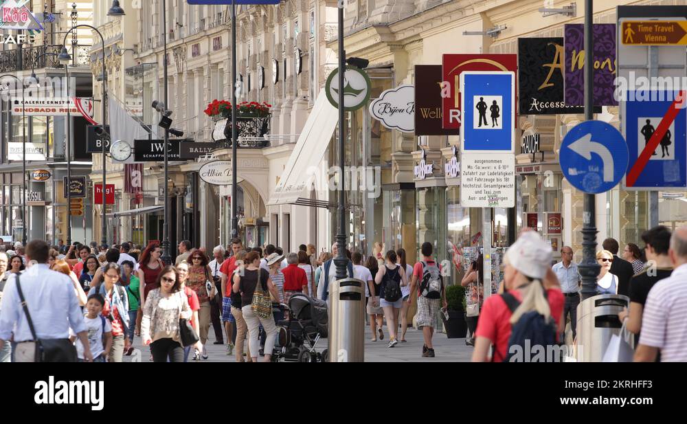 UHD 4K Graben Most Famous Shopping Street Vienna Shops Pedestrians Zone ...