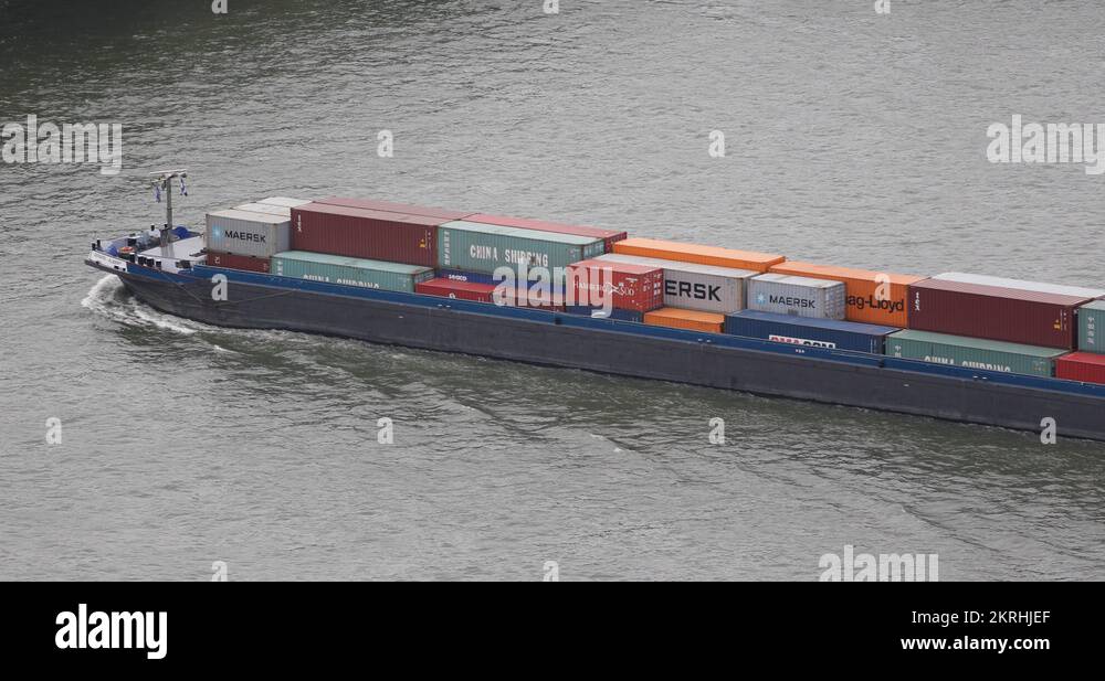 UltraHD 4K Aerial View Commercial Container Ship Port Arriving Cargo ...