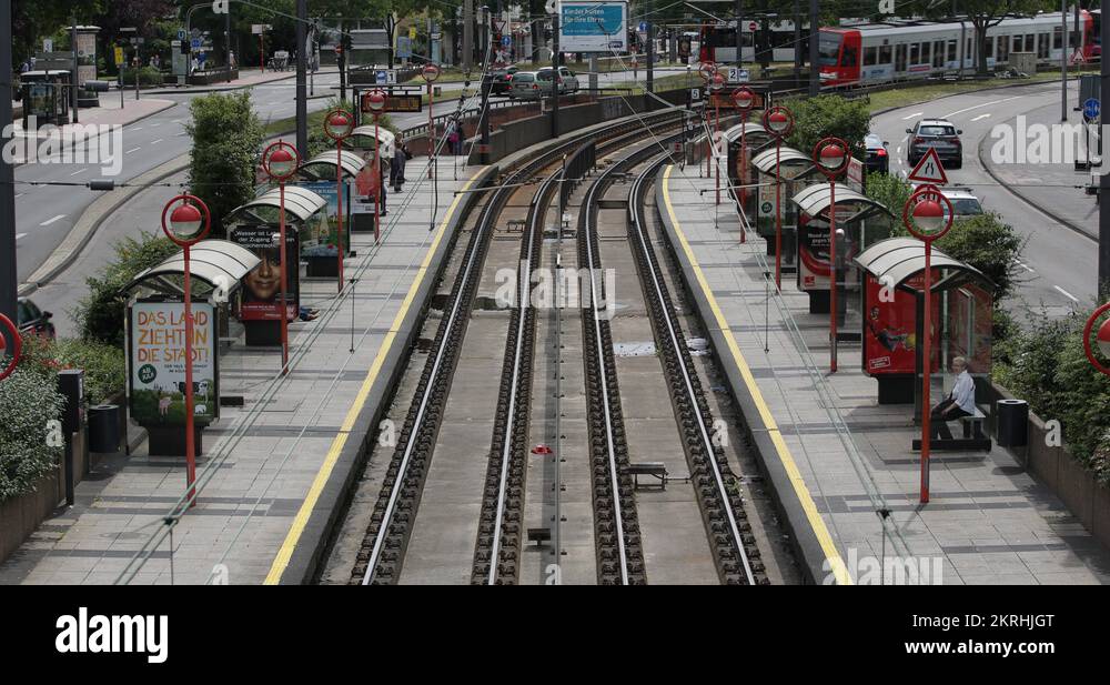 U-Bahn Light Rail System Tramway Arriving Arrival Station Tram Passing ...