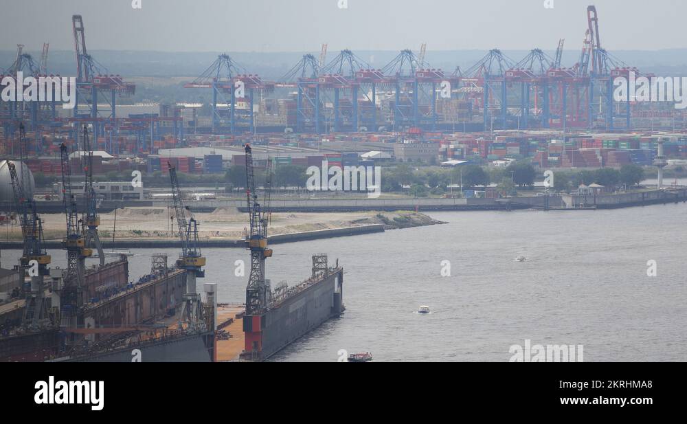 Container Ship Terminal Big Loading Cranes Dockside Shipyard Industrial ...