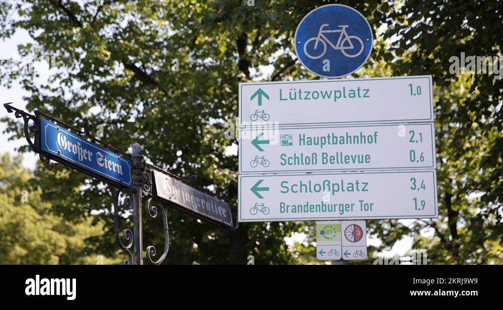 Berlin City Center Central Square Grosser Stern Urban Road Sign ...