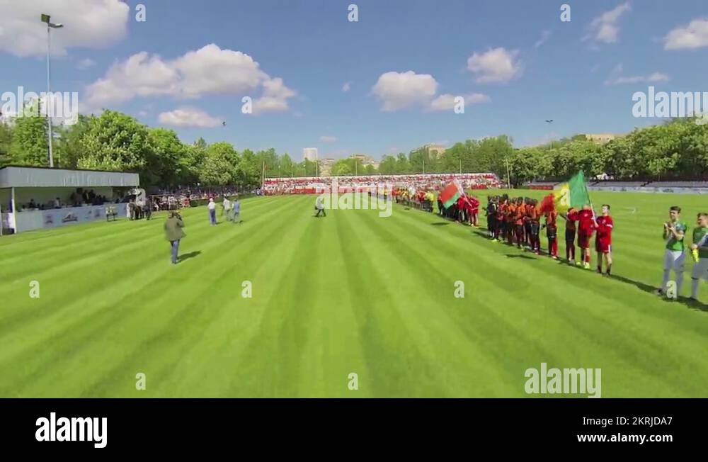Row of soccer players with country flags during competition Stock Video ...