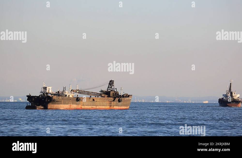 Ships at Tokyo Bay near Haneda airport, Tokyo, Japan Stock Video ...