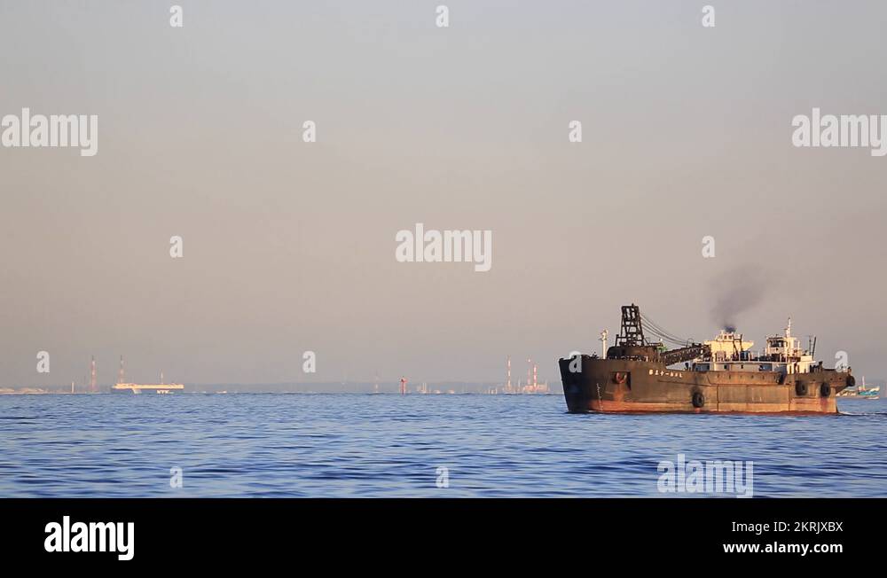 Ships at Tokyo Bay near Haneda airport, Tokyo, Japan Stock Video ...