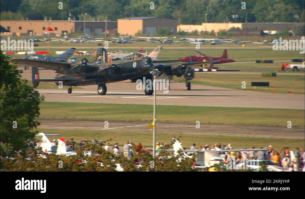 Avro Lancaster Bomber Take Off Tower Stock Video Footage - Alamy