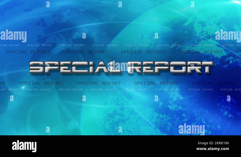 Special Report 4K Animation - Lens Flare Reveals Text - Blue Stock ...