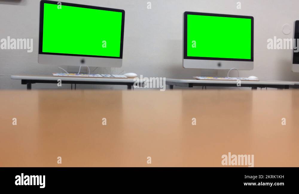 two computer (desktop) - green screen - keyboard Stock Video Footage ...