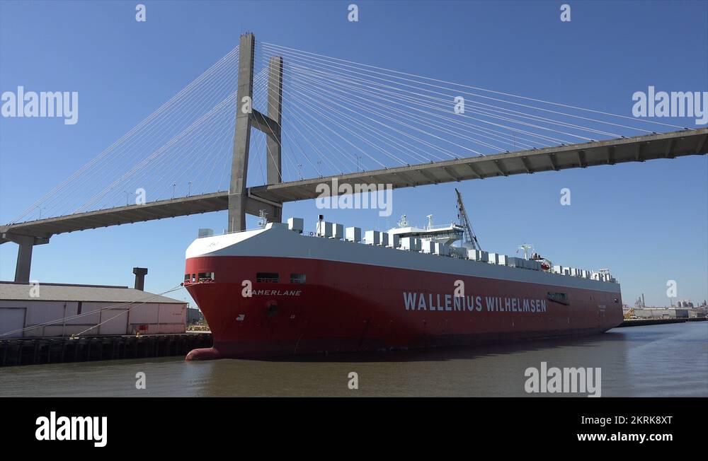 mv tamerlane ship, bridge at port of savannah, ga, usa Stock Video ...
