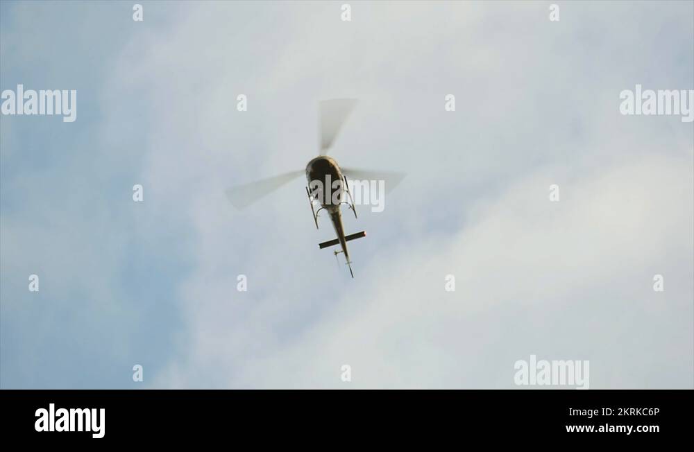 helicopter flying by. chopper aircraft in flight. police observation ...