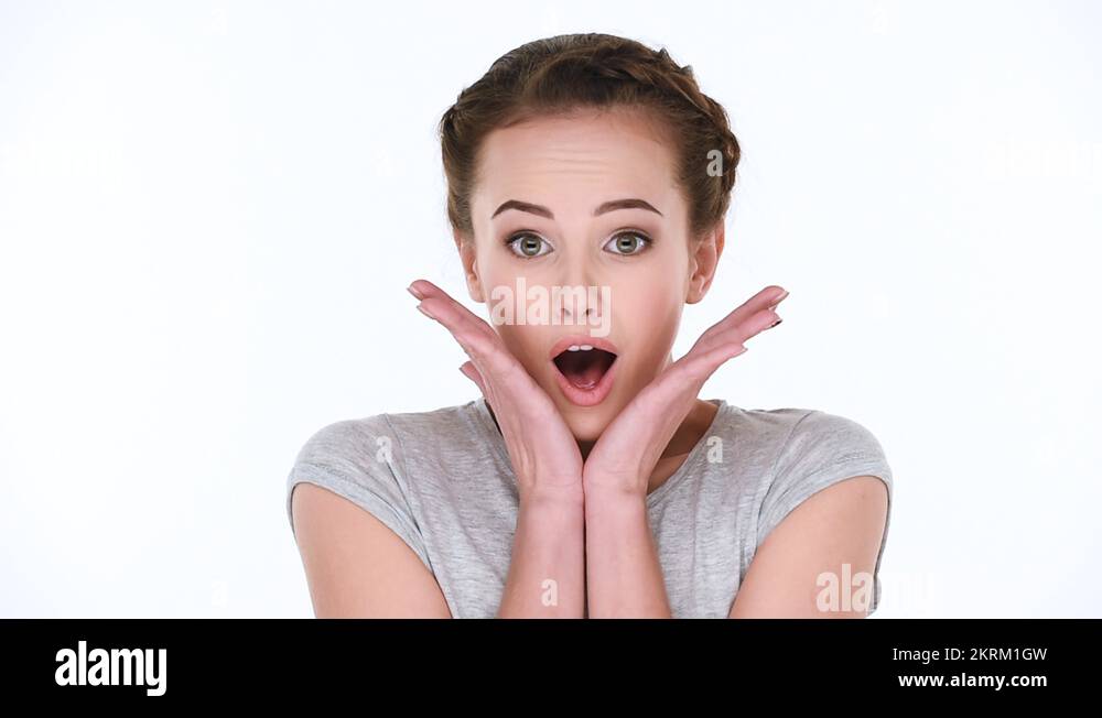 Woman young pretty surprised smile face Stock Videos & Footage - HD and ...