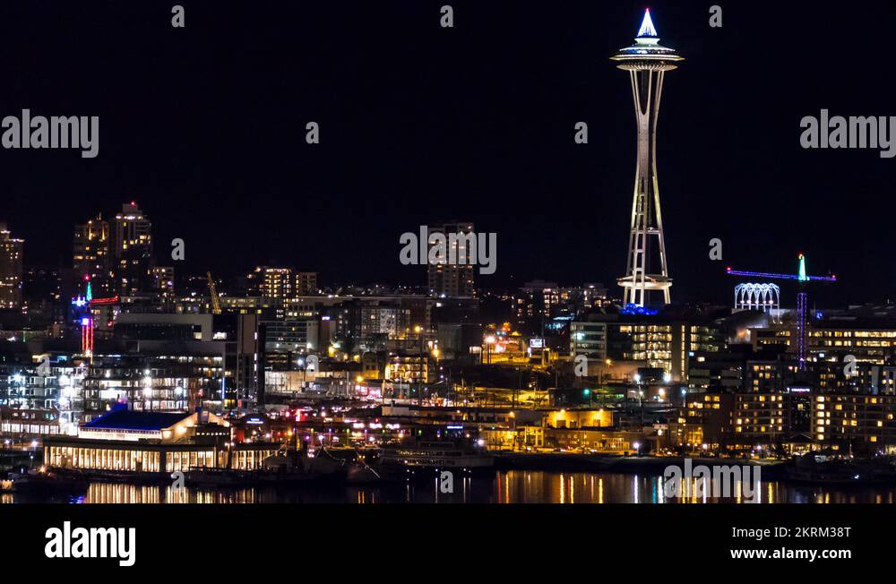 Seattle waterfront at night Stock Videos & Footage - HD and 4K Video ...